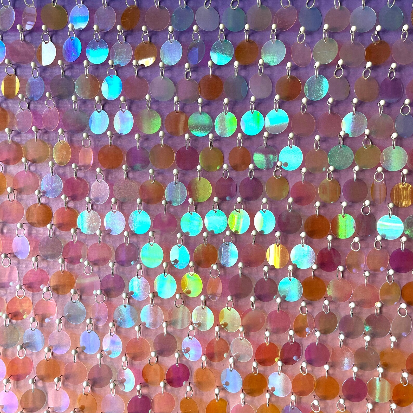 Pinned Wall Installation of Dichroic Transparent Circles on Gradient ...