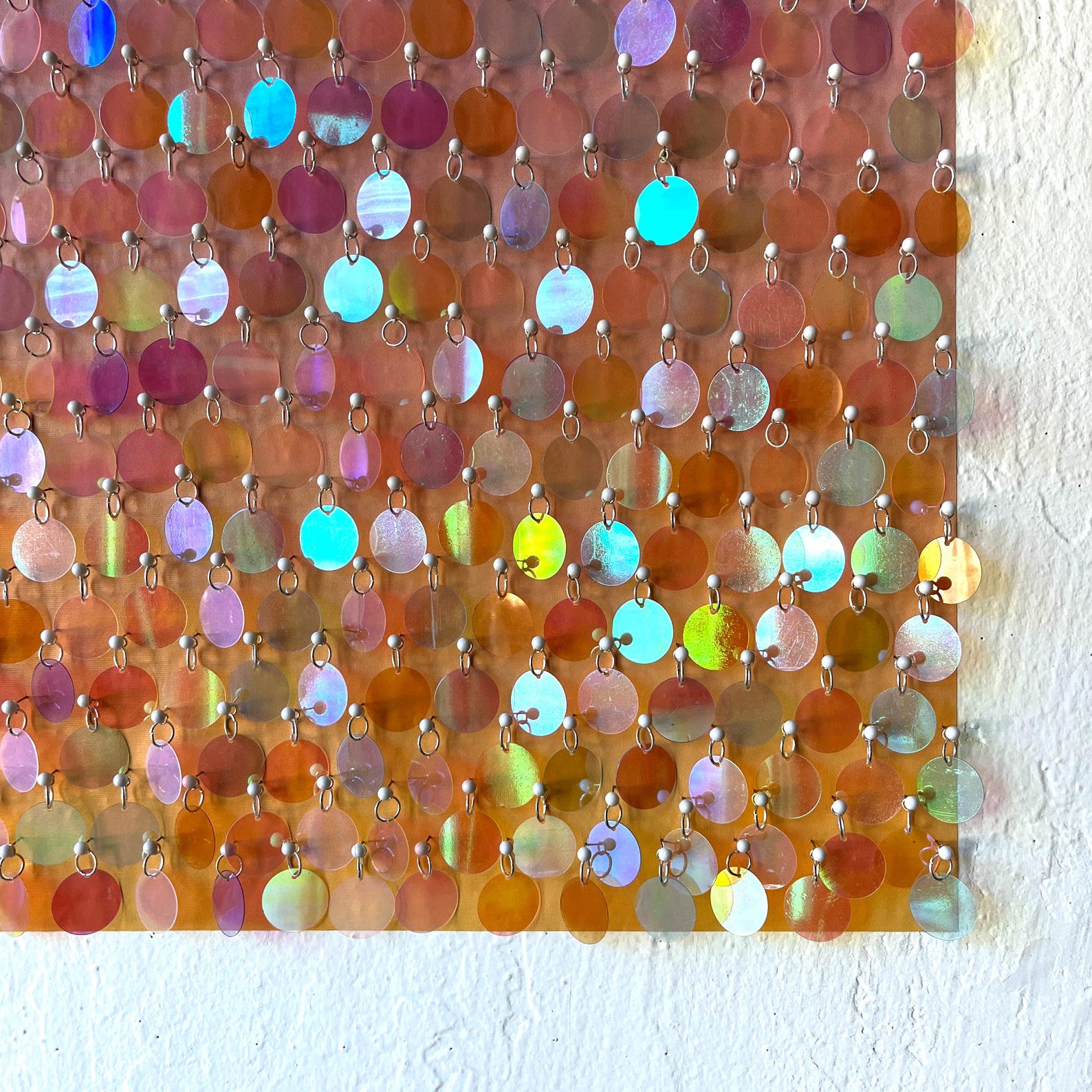 Pinned Wall Installation of Dichroic Transparent Circles on Gradient ...