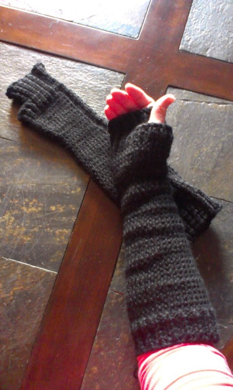 Extra Long Fingerless Gloves Black Fingerless Gloves | Etsy