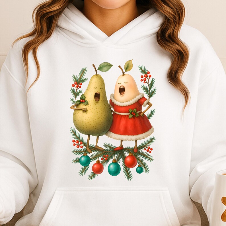 Retro Christmas Pears PNG: Singing Fruit Couple (instant Download) - Etsy