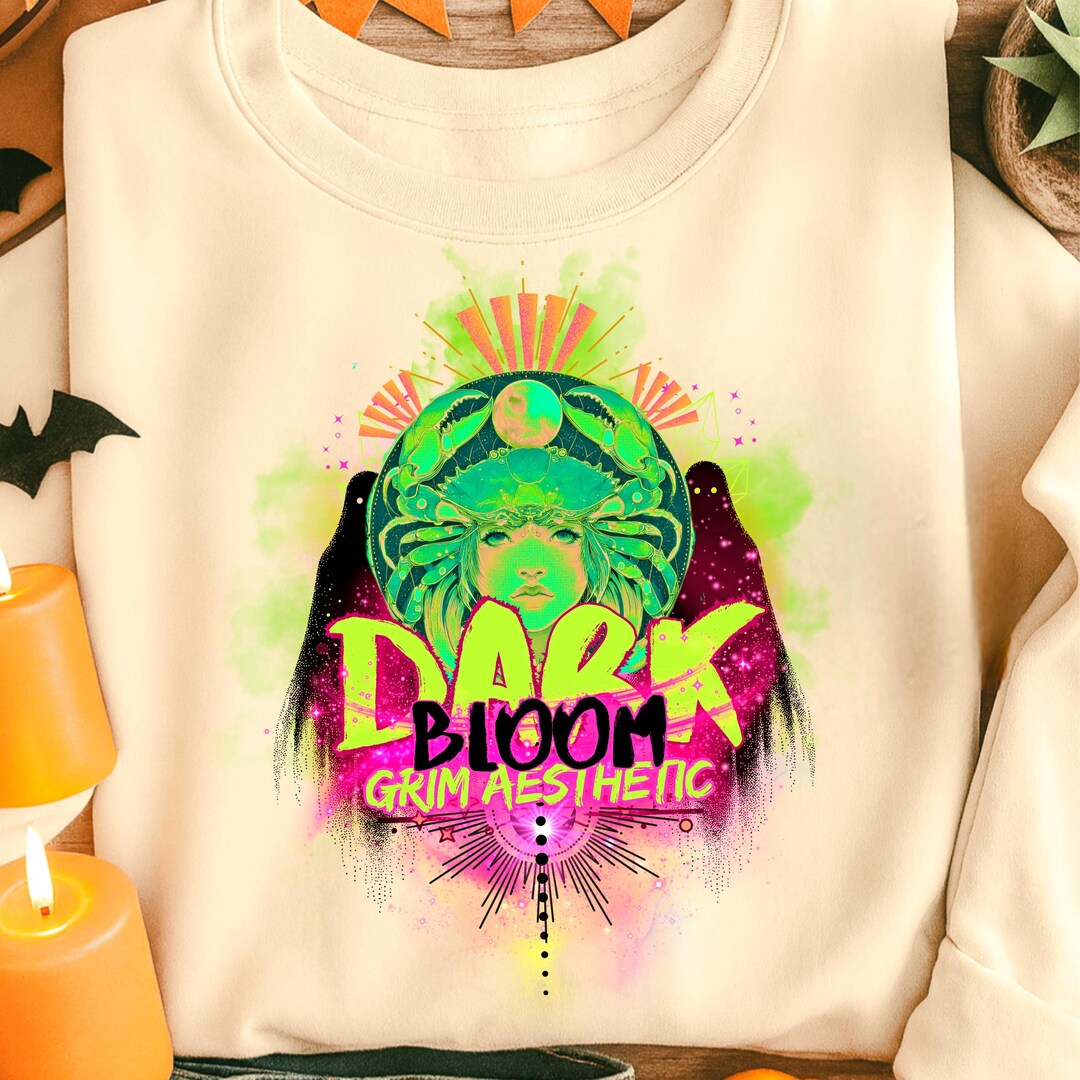 Dark Bloom Grim Aesthetic – Neon Gothic Witch Art Print, Psychedelic ...