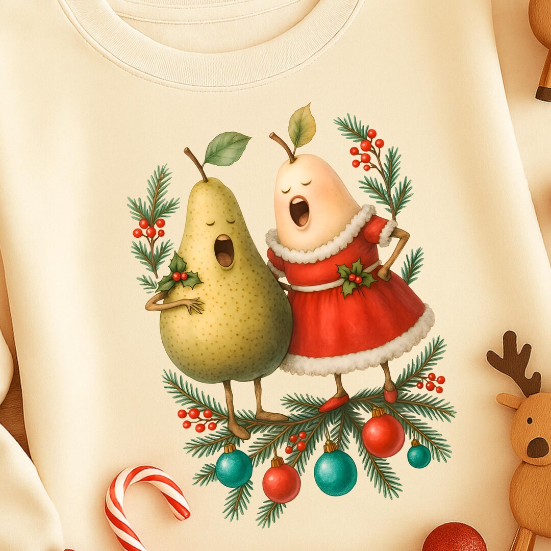 Retro Christmas Pears PNG: Singing Fruit Couple (instant Download) - Etsy