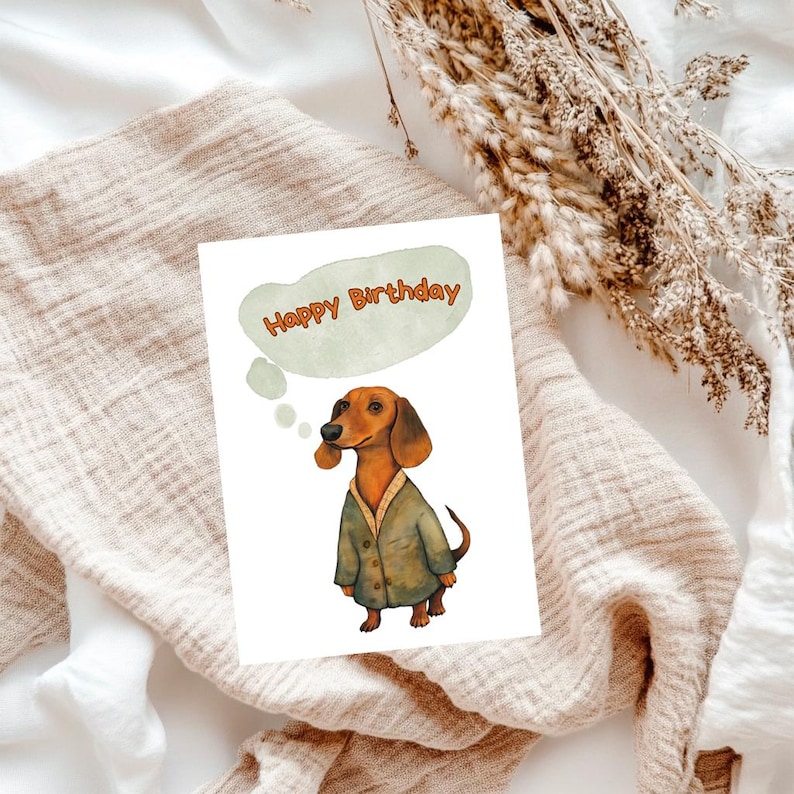 Printable Funny Dachshund Birthday Card - Unique Weiner Dog Greeting ...