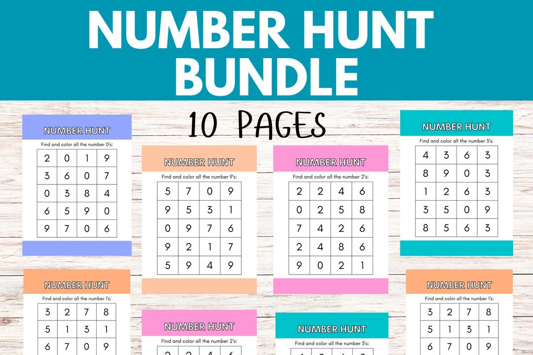 0-9 Number Hunt Worksheet Bundle - **DIGITAL FILES** - Etsy