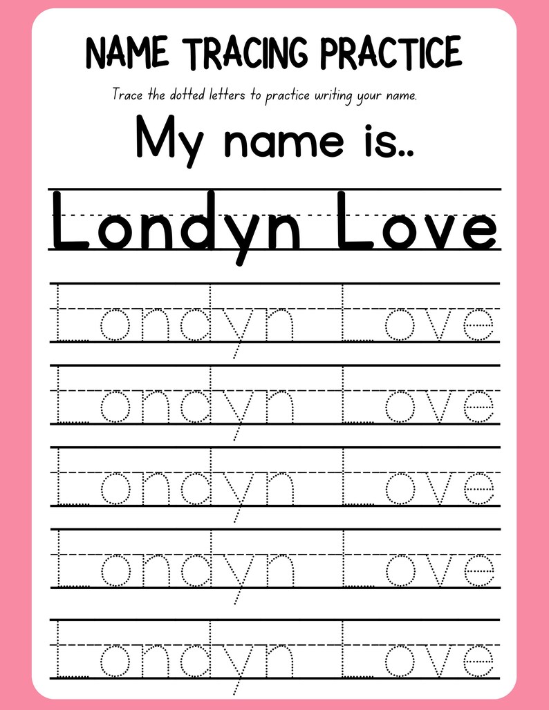 Name Trace Worksheet - Printable for Pre Schoolers\kindergarteners ...