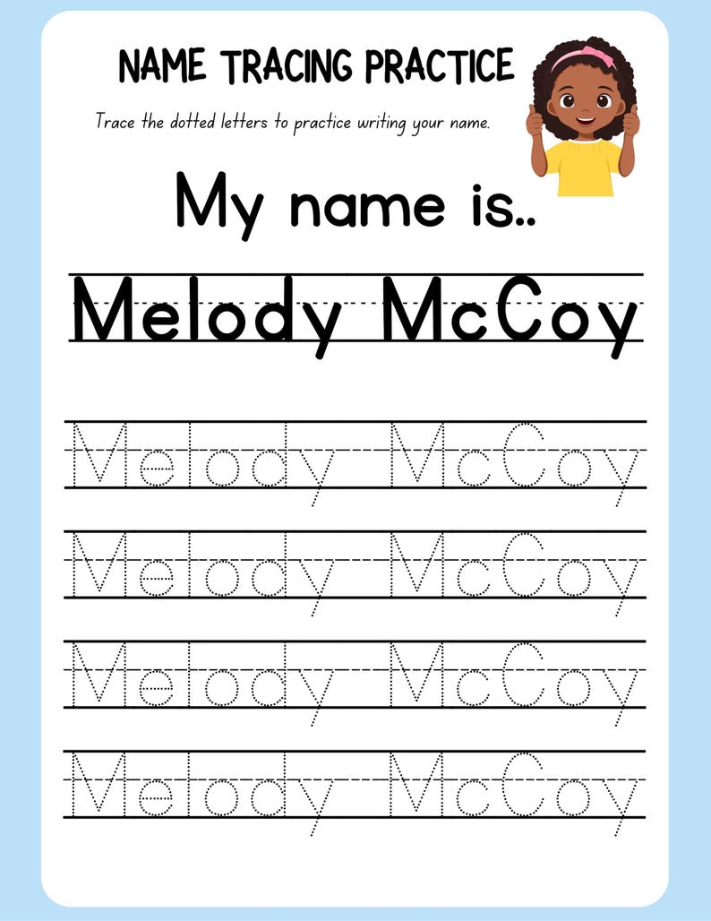 Name Trace Worksheet - Printable for Pre Schoolers\kindergarteners ...
