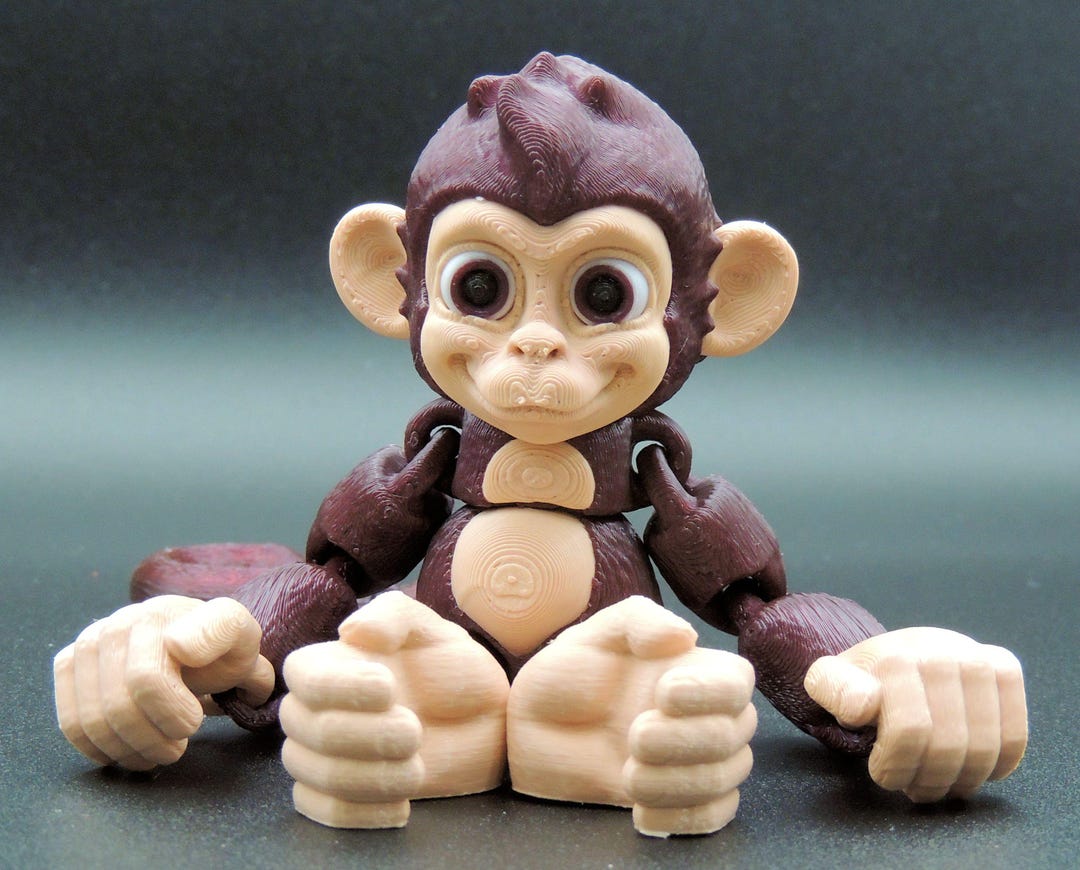 Cute 3D Printed Articulating Baby Chimp | Flexi Animal | Sensory Fidget ...