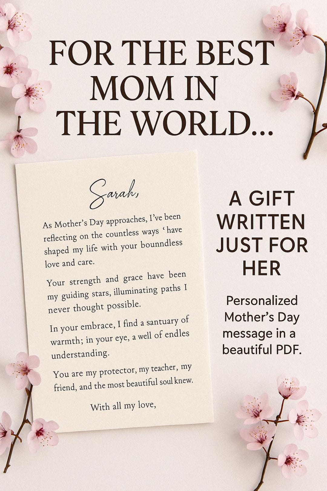 Personalized Letter for Mom | Mother's Day Gift With Name | Touching ...