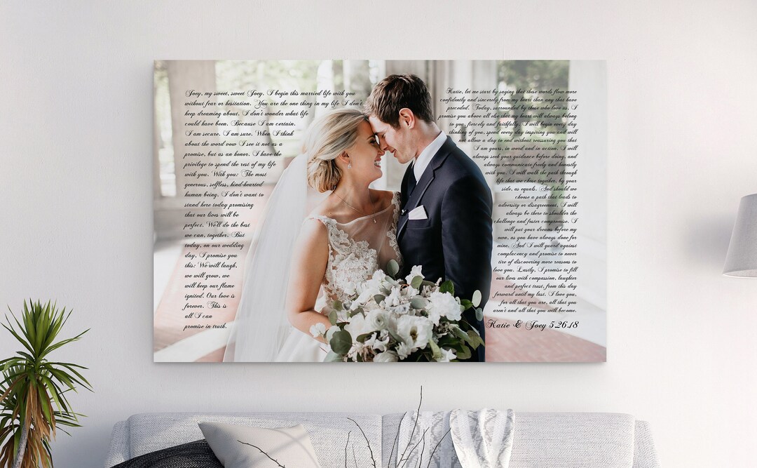 Wedding Vows Canvas • Wedding Vows Framed • Vows on Canvas • Wedding ...
