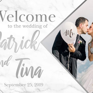 Silver Marble Wedding Welcome Sign Personalized Welcome Sign Custom ...