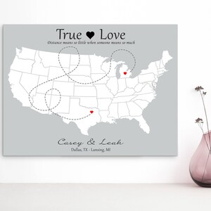 Relationship Map, Personalized Long Distance Love Map, Distance Husband ...
