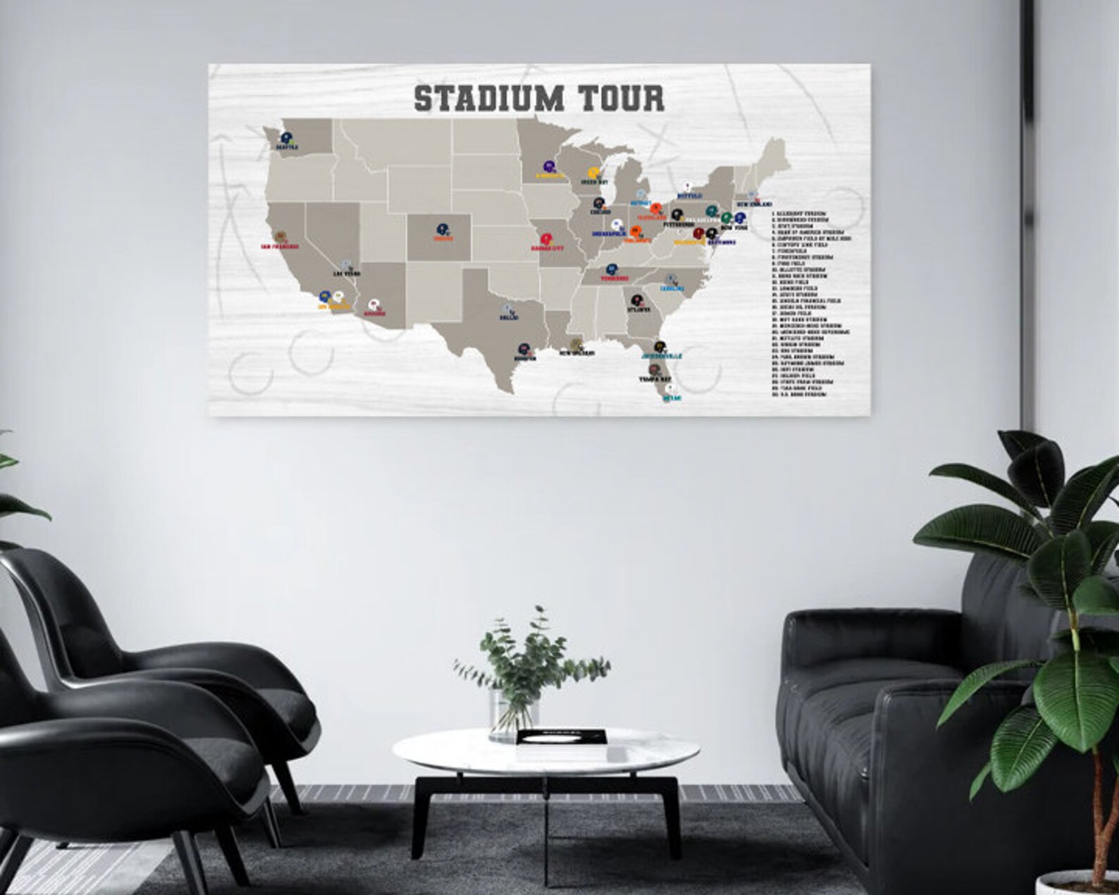 Football Stadium Tour Map: Sports Fan Push Pin Travel Tracker - Etsy