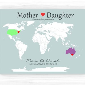 Mom From Daughter, Long Distance Map, Long Distance Love, Gift From ...