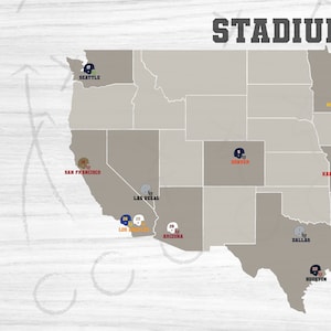 Football Stadium Tour Map: Sports Fan Push Pin Travel Tracker - Etsy