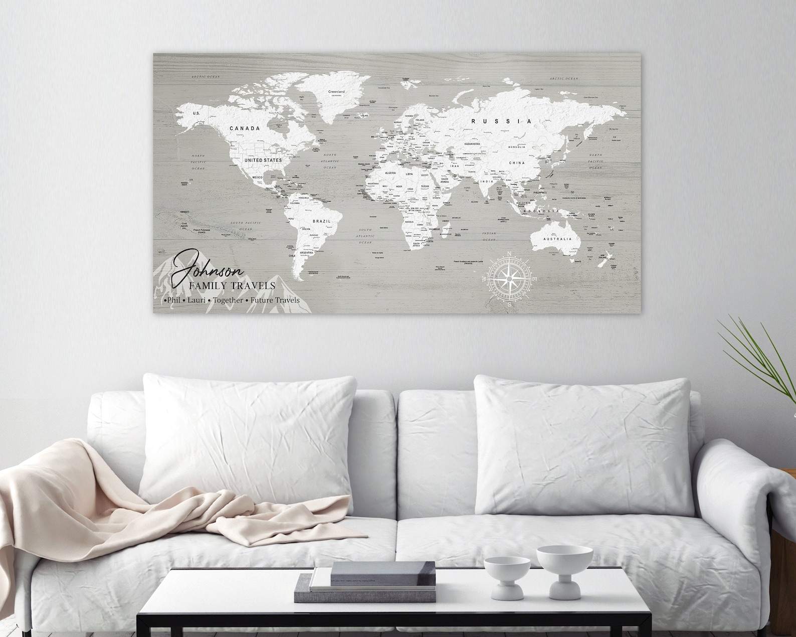 Personalized Push Pin World Map Canvas: Rustic Travel Tracker - Etsy