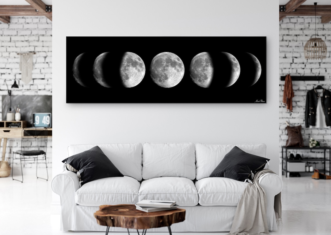 Moon Phases Art • Moon Phases Wall Art • Phases of the Moon • Lunar ...
