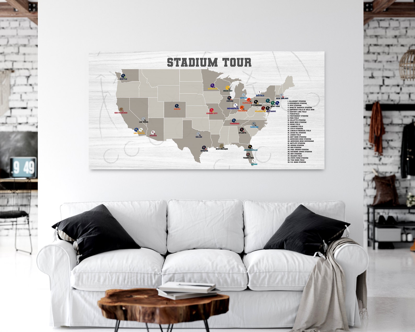 Football Stadium Tour Map: Sports Fan Push Pin Travel Tracker - Etsy