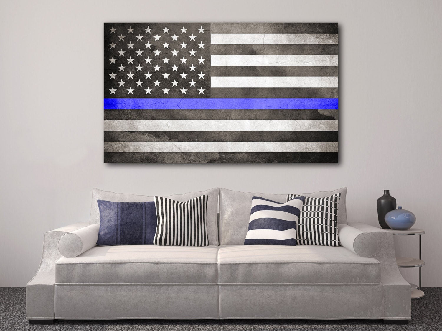 Thin Blue Line Flag Canvas Thin Blue Line Canvas Gift for - Etsy