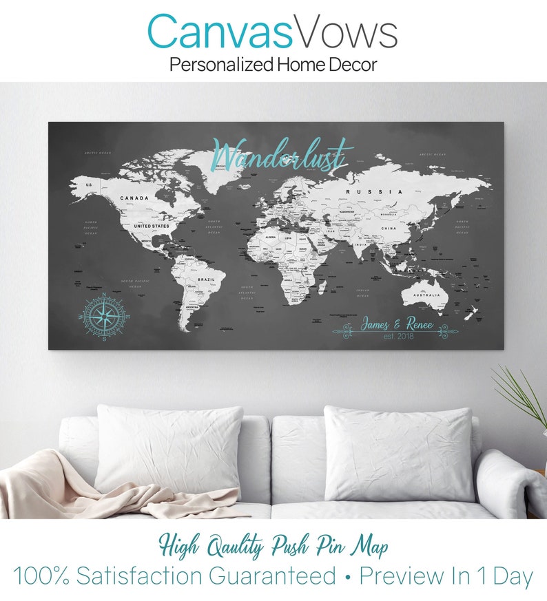 Personalized Push Pin Travel Map Push Pin World Map World | Etsy