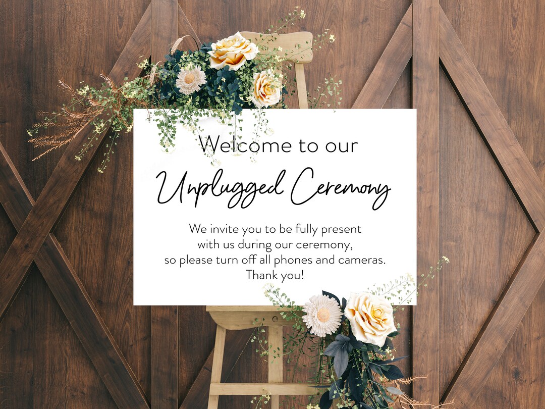 Unplugged Ceremony Sign Unplugged Sign Unplugged Wedding Print ...