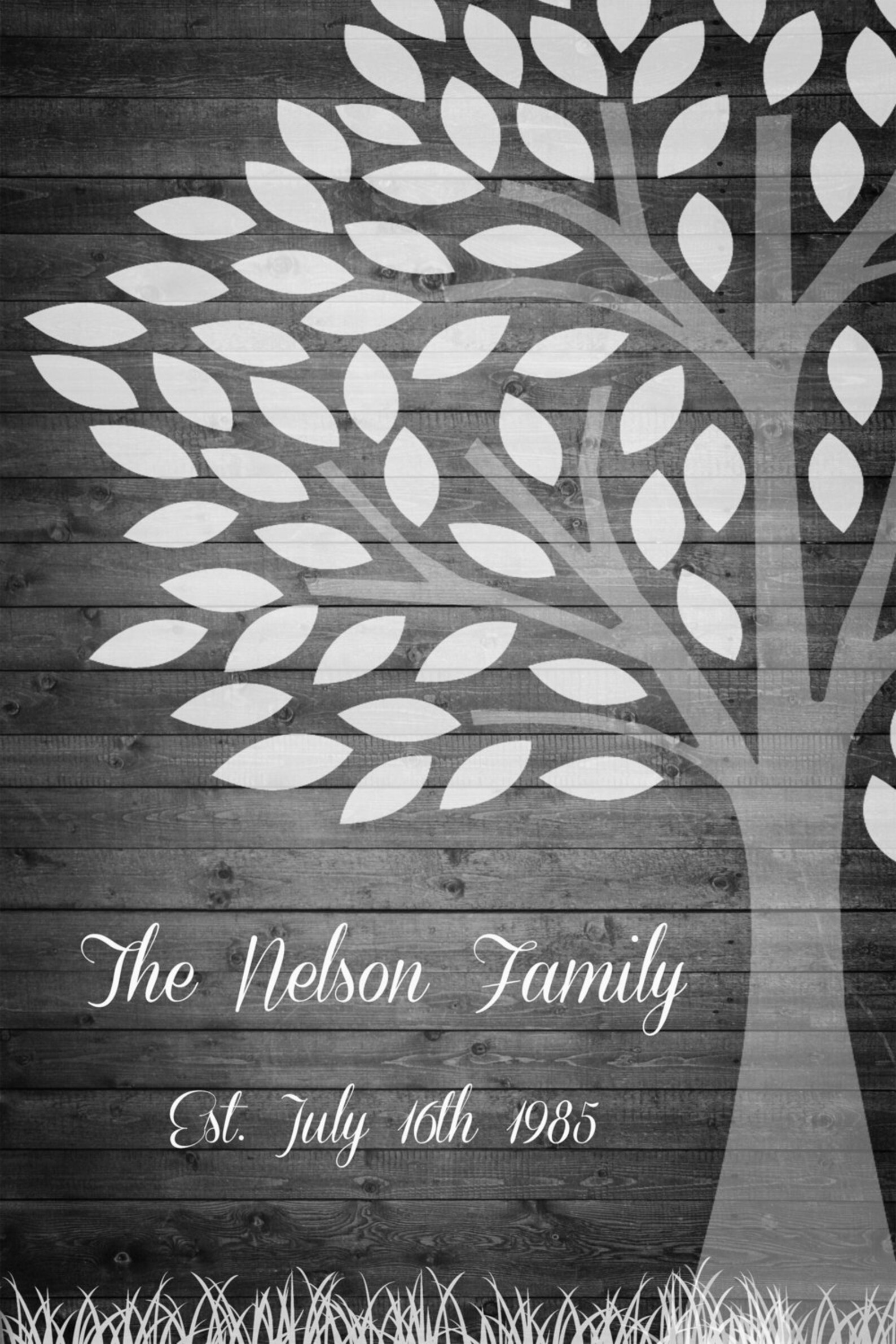 Family Tree Sign Last Name Tree Canvas Established Sign - Etsy