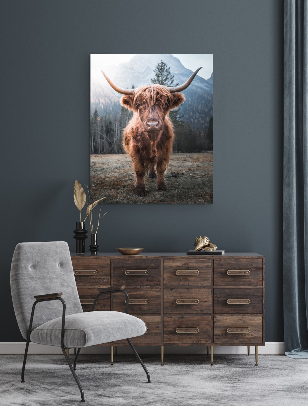 Highland Cow Canvas Print: Rustic Farmhouse Wall Art - Etsy