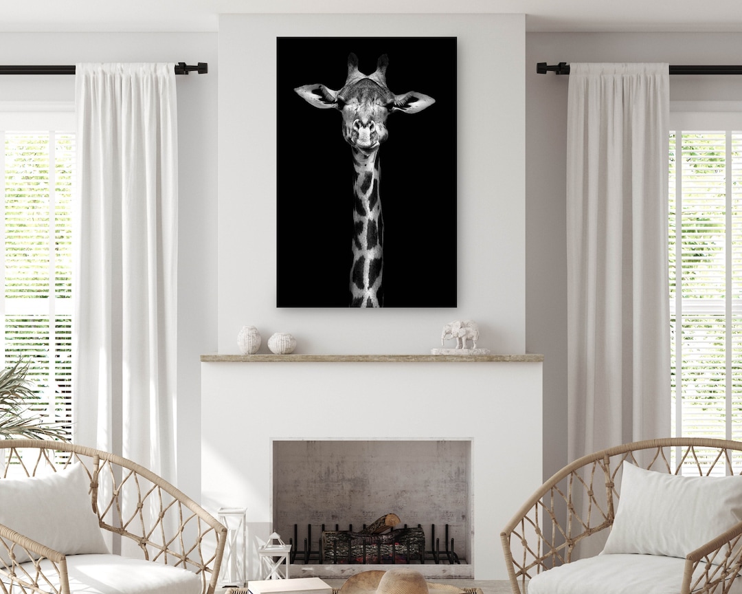 Giraffe Canvas Print: Black and White Animal Wall Art - Etsy