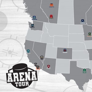 Arena Tour, Hockey Arena Pin Map, Sports Push Pin Map, Map of Hockey ...