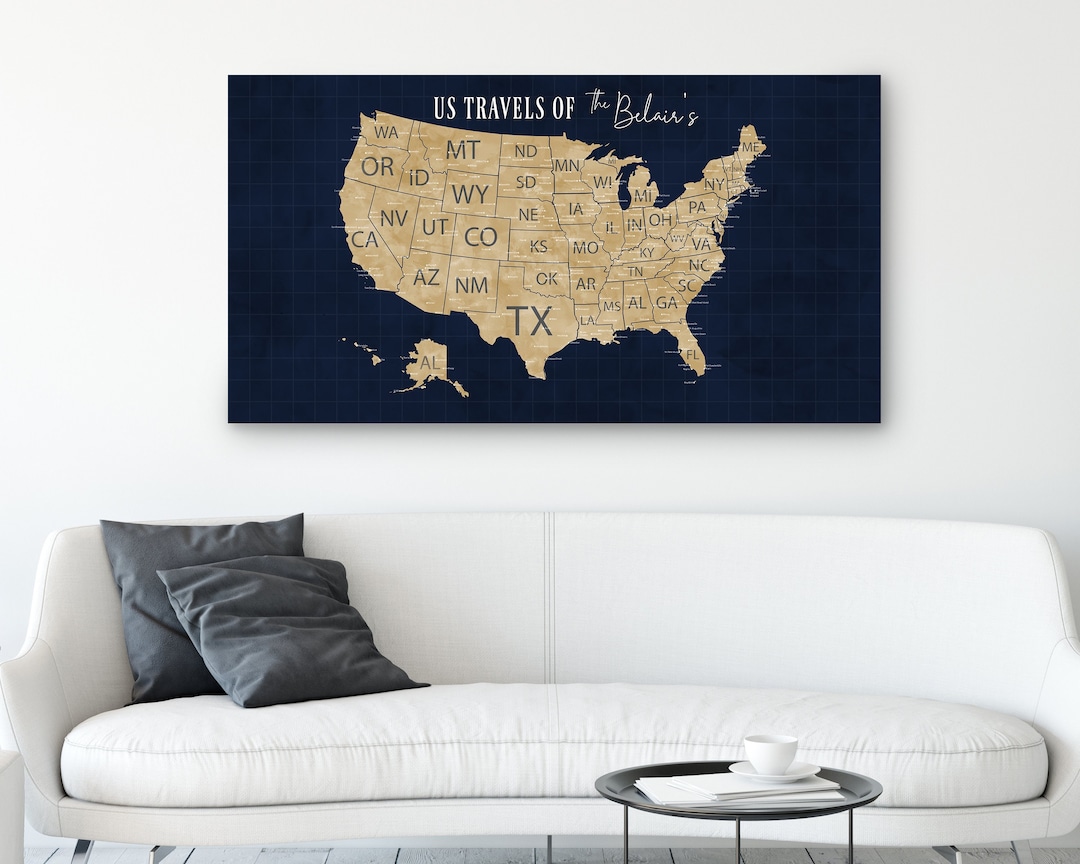 Push Pin USA Map, United States Travel Map, Personalized Large US Map ...