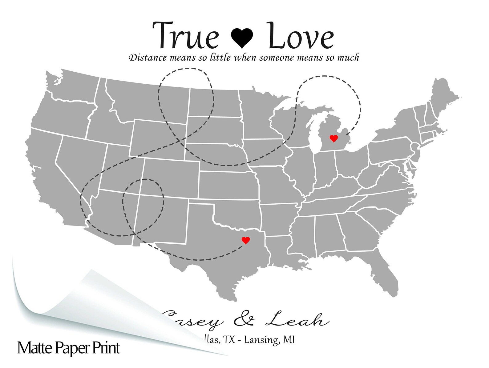 Relationship Map Personalized Long Distance Love Map - Etsy