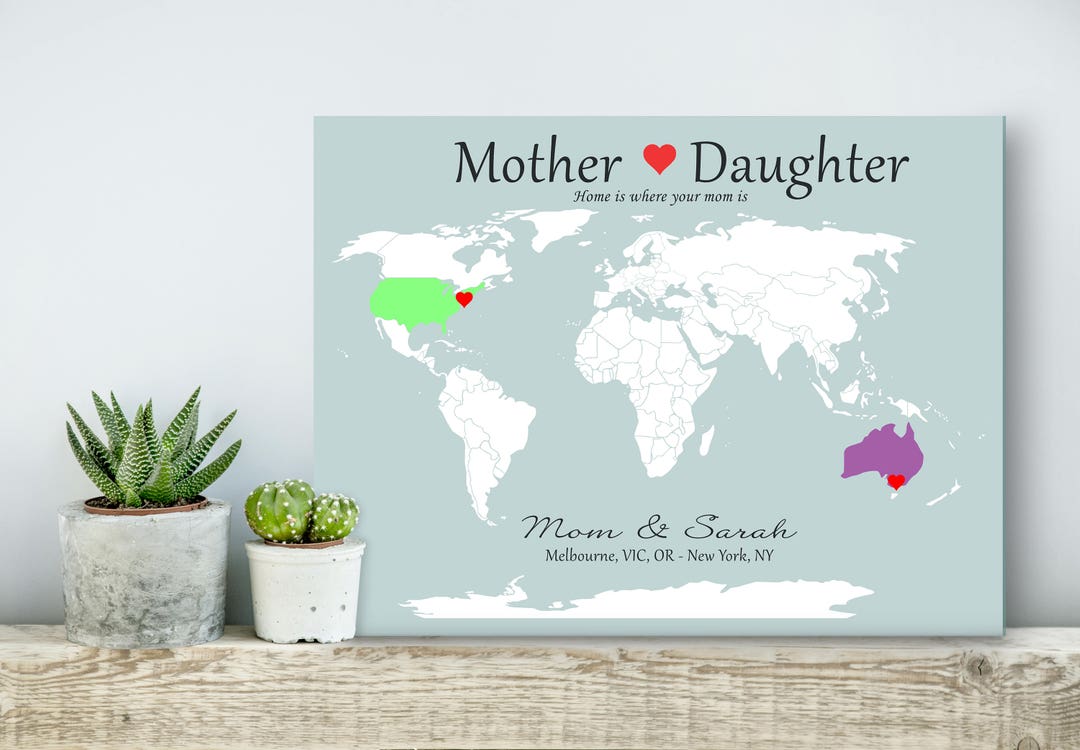Mom From Daughter, Long Distance Map, Long Distance Love, Gift From ...