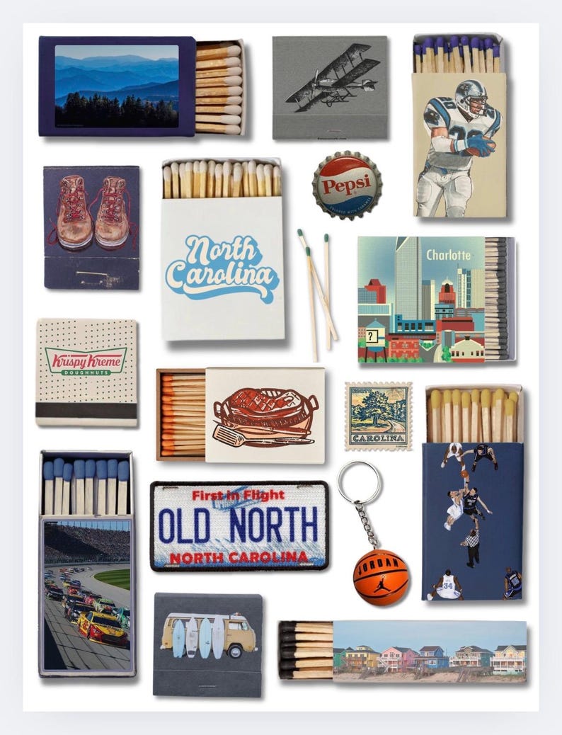North Carolina Matchbox Poster - Etsy