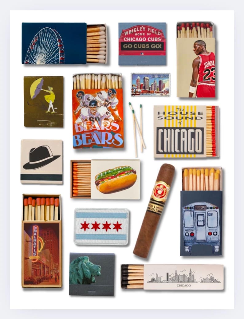 Chicago Matchbox Poster - Etsy