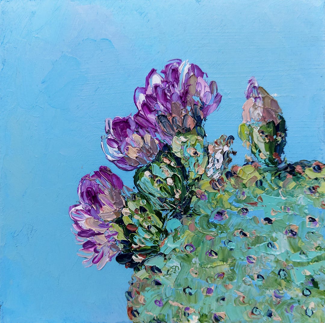 Anza Borrego Painting Original Art Opuntia Blooming Desert State Park ...