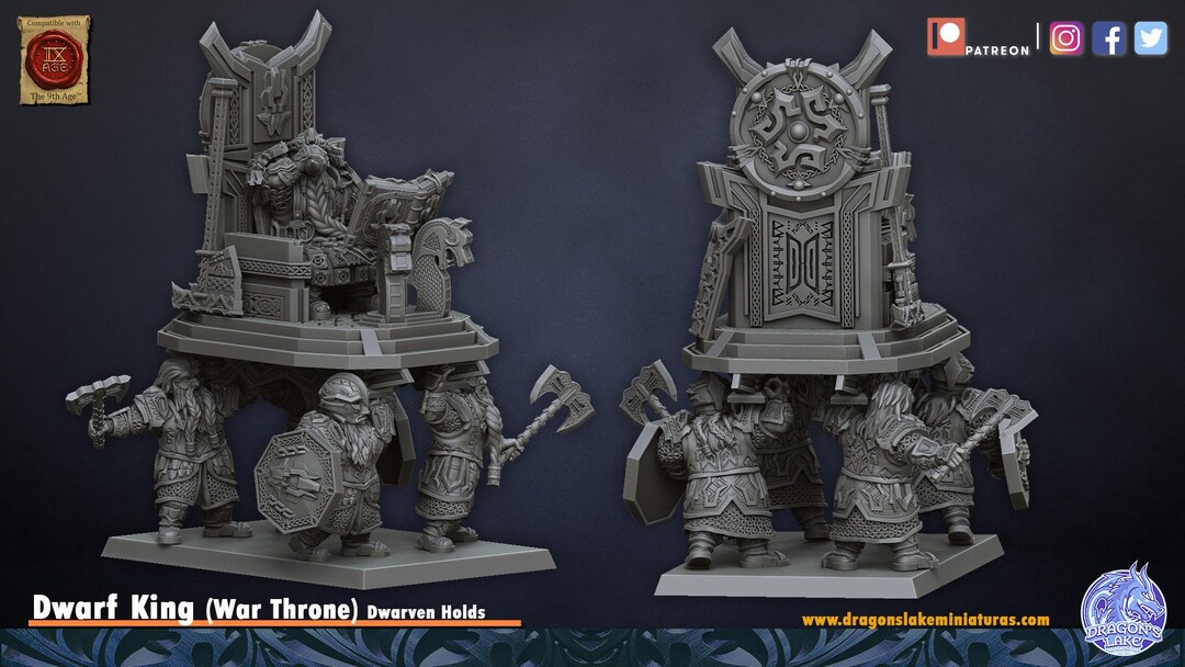 Dragonslake Miniatures Dwarf King on War Throne BASES INCLUDED - Etsy