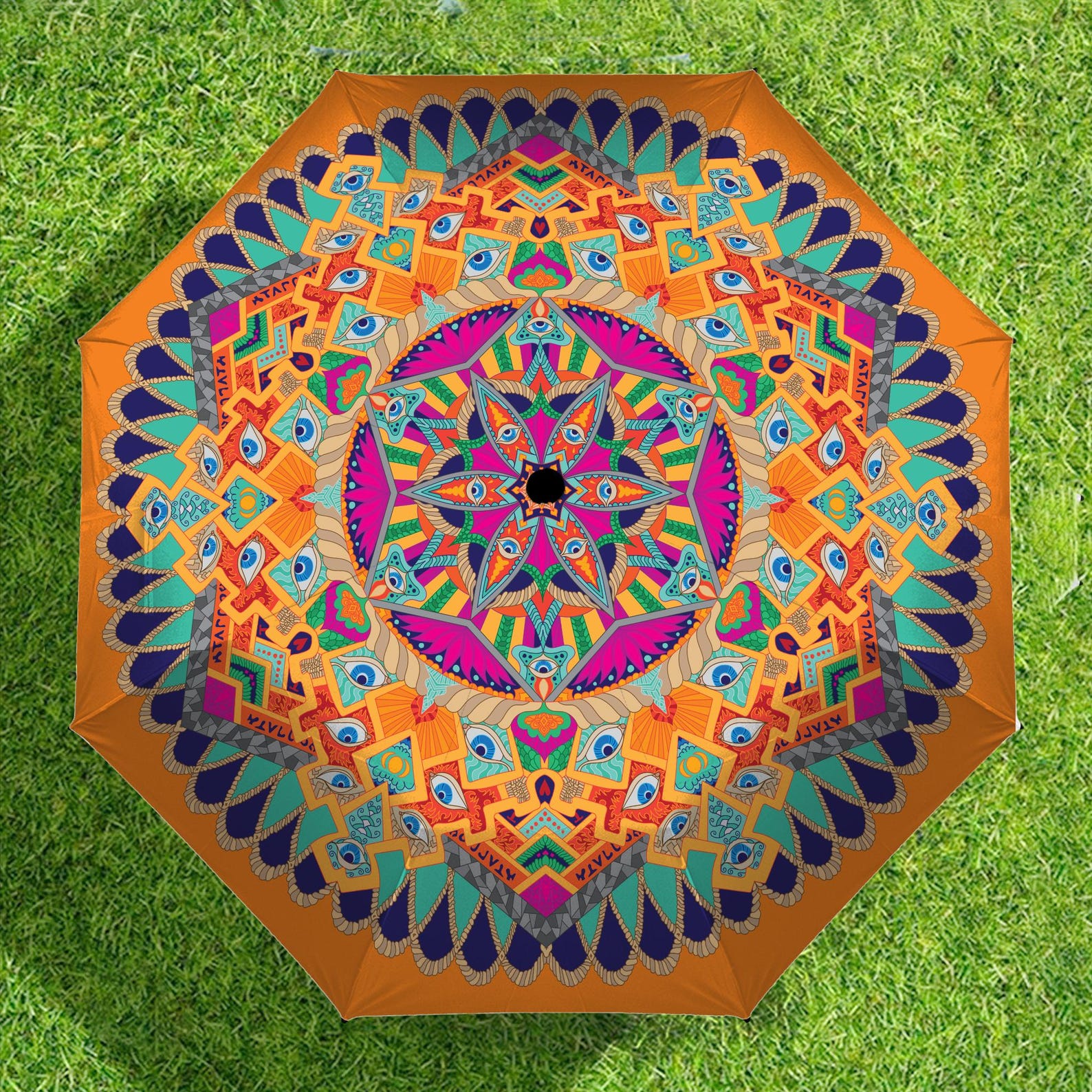Psychedelic Umbrella With Mandala Design | Foldable Travel Umbrella ...