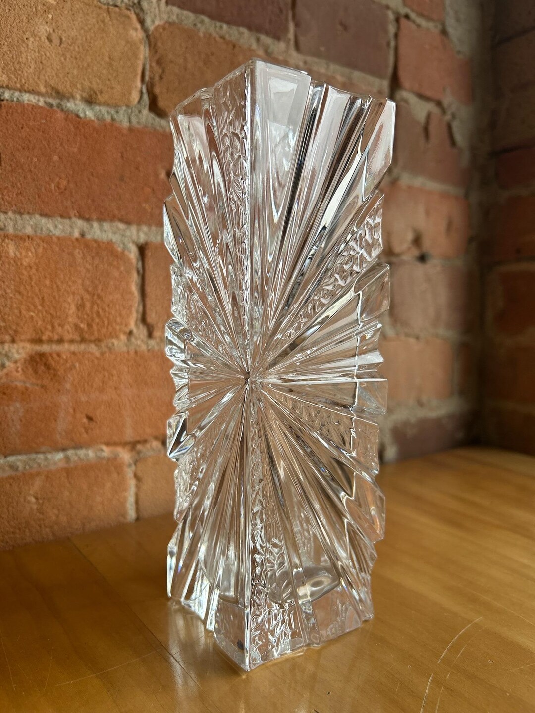 Vintage Hand Cut Lead Crystal Glass Vase - Beautiful in a Window to ...