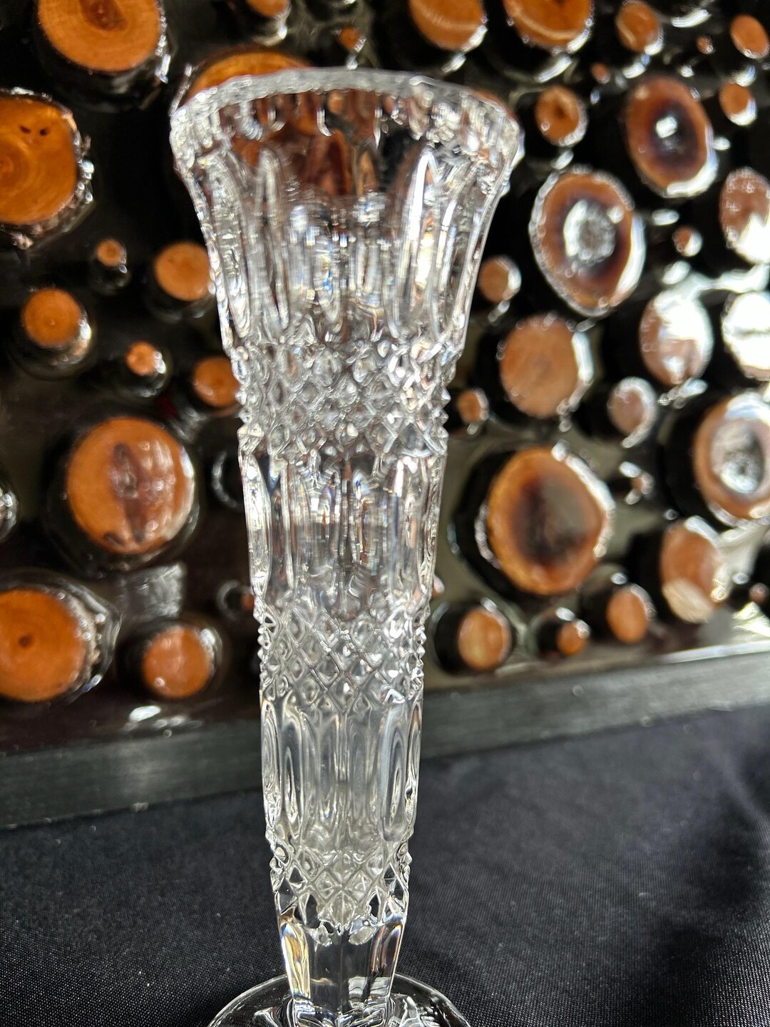 Vintage Hand Cut Lead Crystal Glass Bud Vase - Made in Mid Century ...