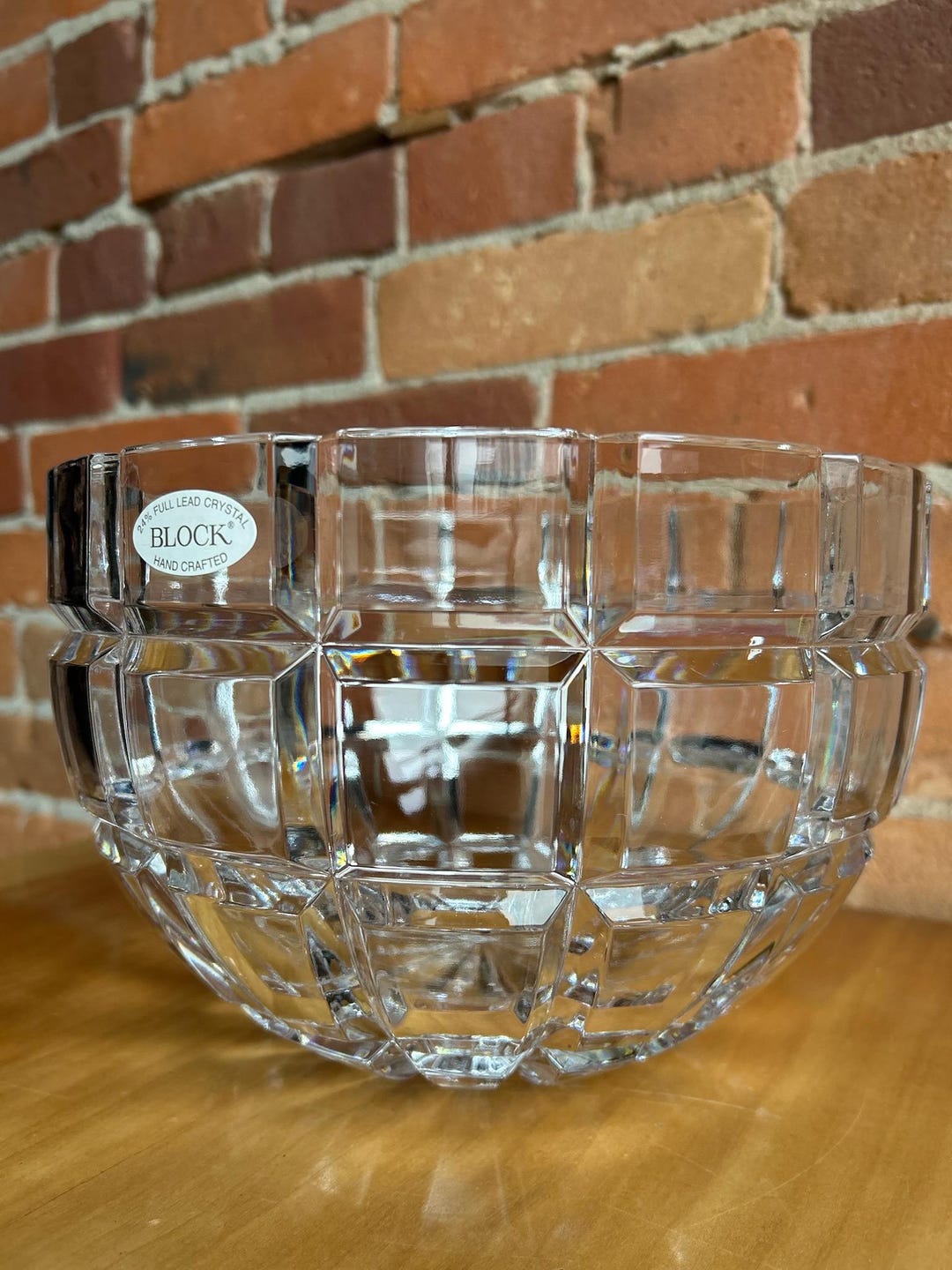 BLOCK - Large Crystal Cut Bowl With Geometric Pattern - Vintage - Etsy