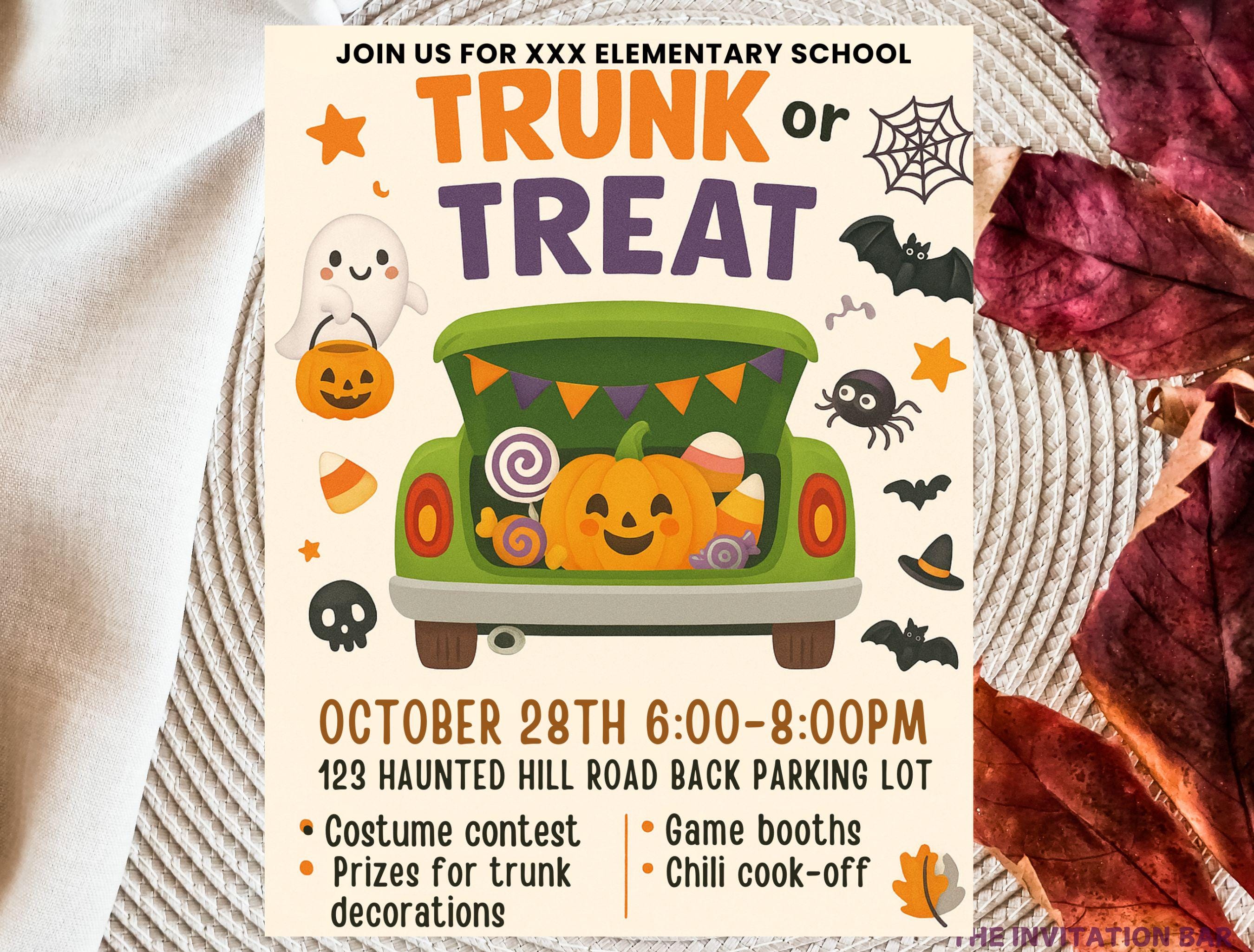Halloween Trunk or Treat Invitation: Editable Flyer Poster (digital ...