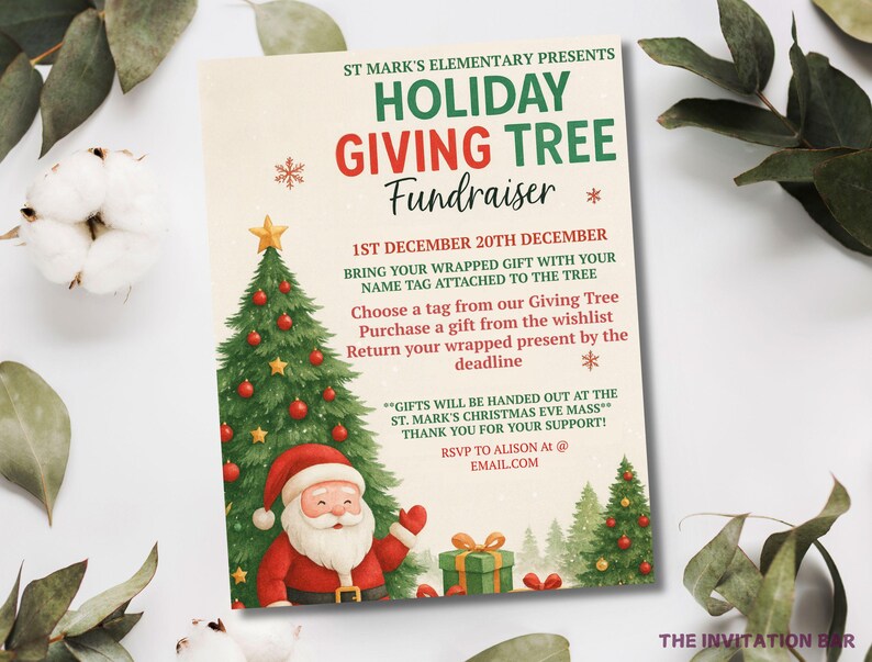 Christmas Giving Tree Flyer, Holiday Fundraiser (editable Template) - Etsy