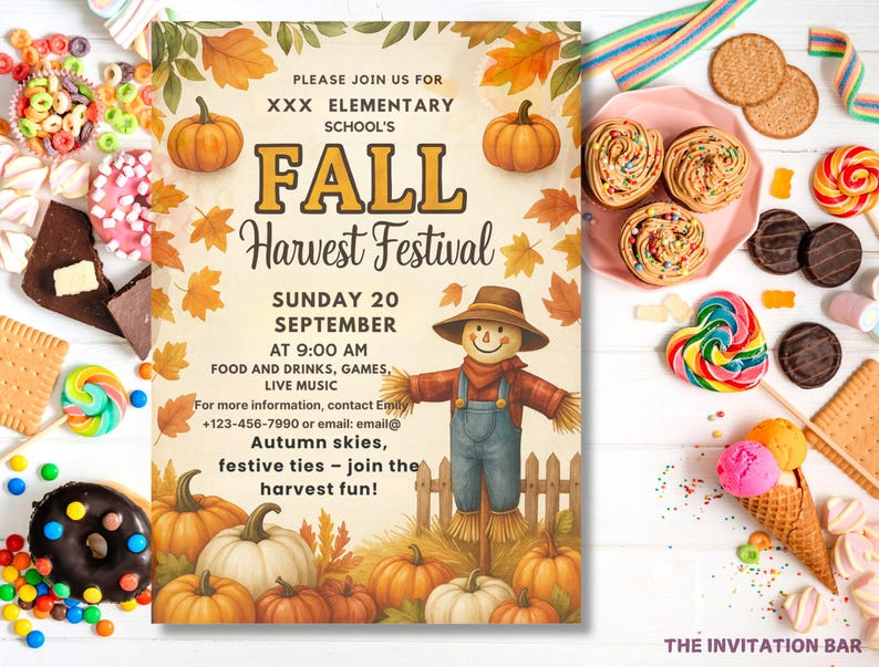 Editable Fall Festival Invitation Template: Harvest Party Flyer (8.5x11 ...