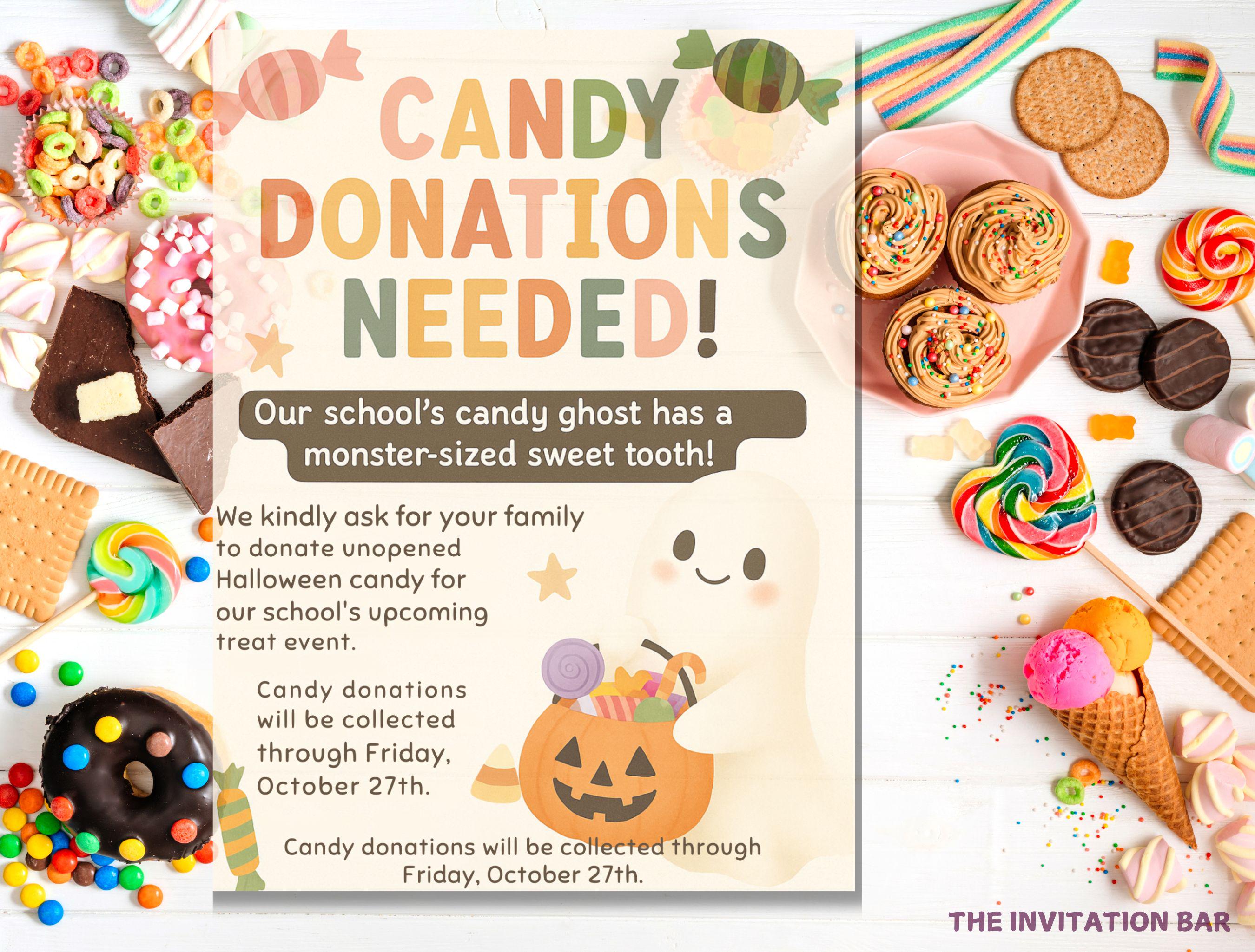 Editable Candy Donation Flyer Template for Trunk or Treat Halloween ...