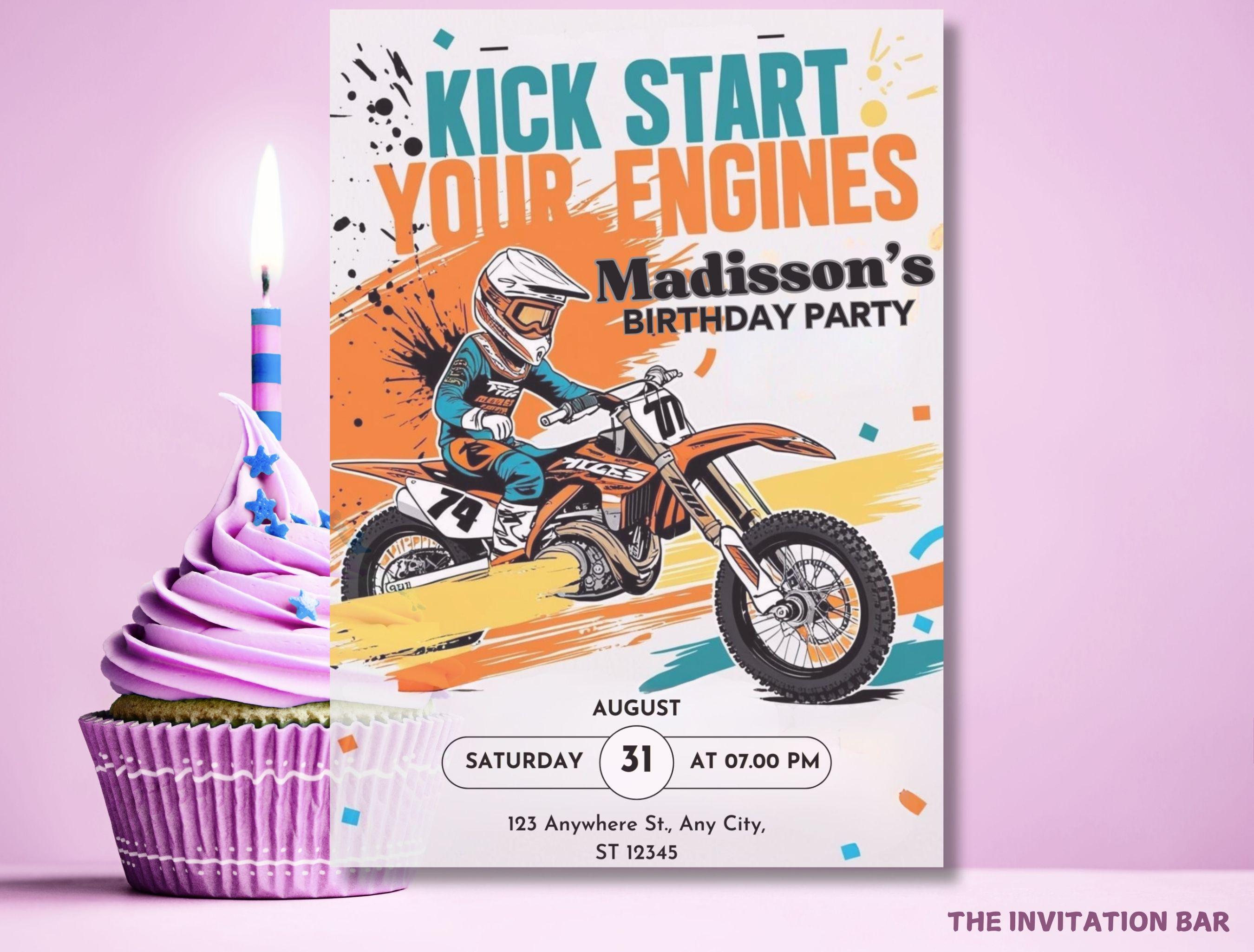 Editable Dirt Bike Birthday Invitation: Motocross Party Theme (instant ...