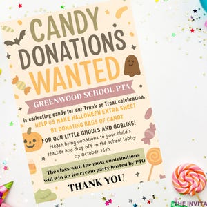 Halloween Candy Donation Flyer Template — Trunk or Treat School PTO ...