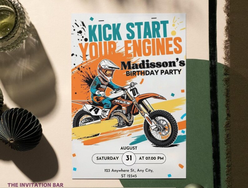 Editable Dirt Bike Birthday Invitation: Motocross Party Theme (instant ...
