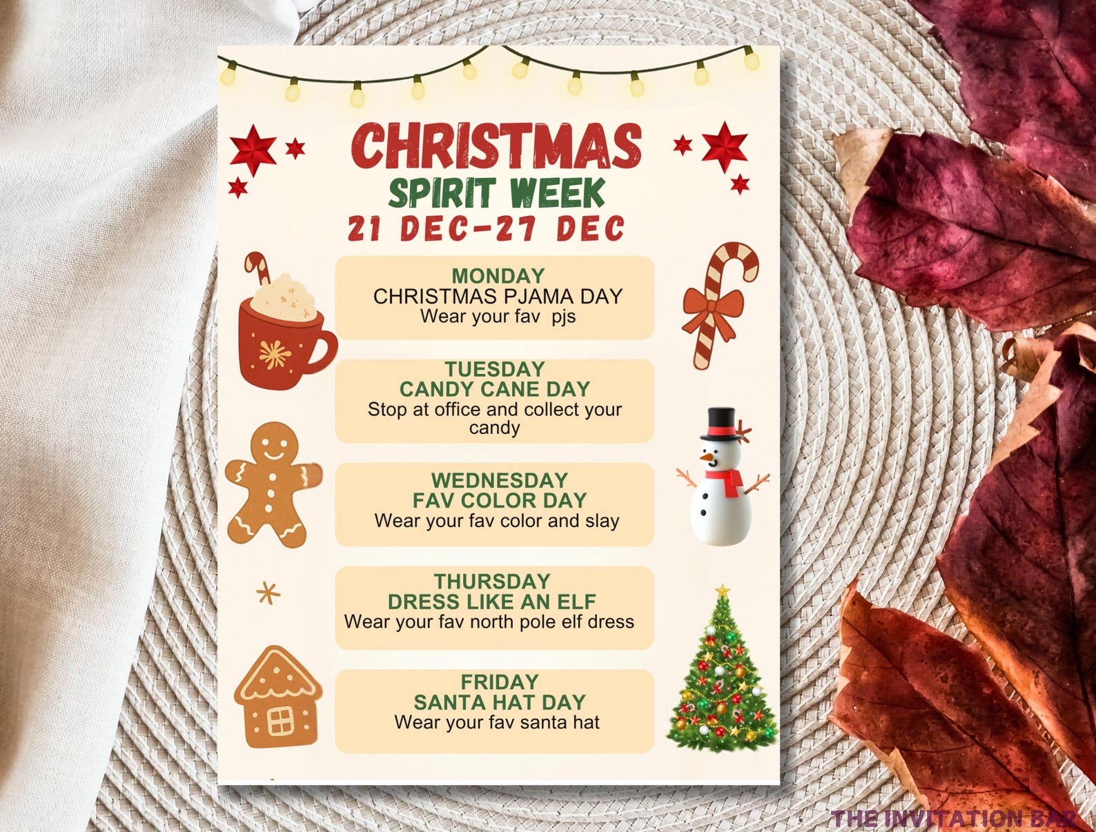 Christmas Spirit Week Flyer: Editable School Event Itinerary (digital ...