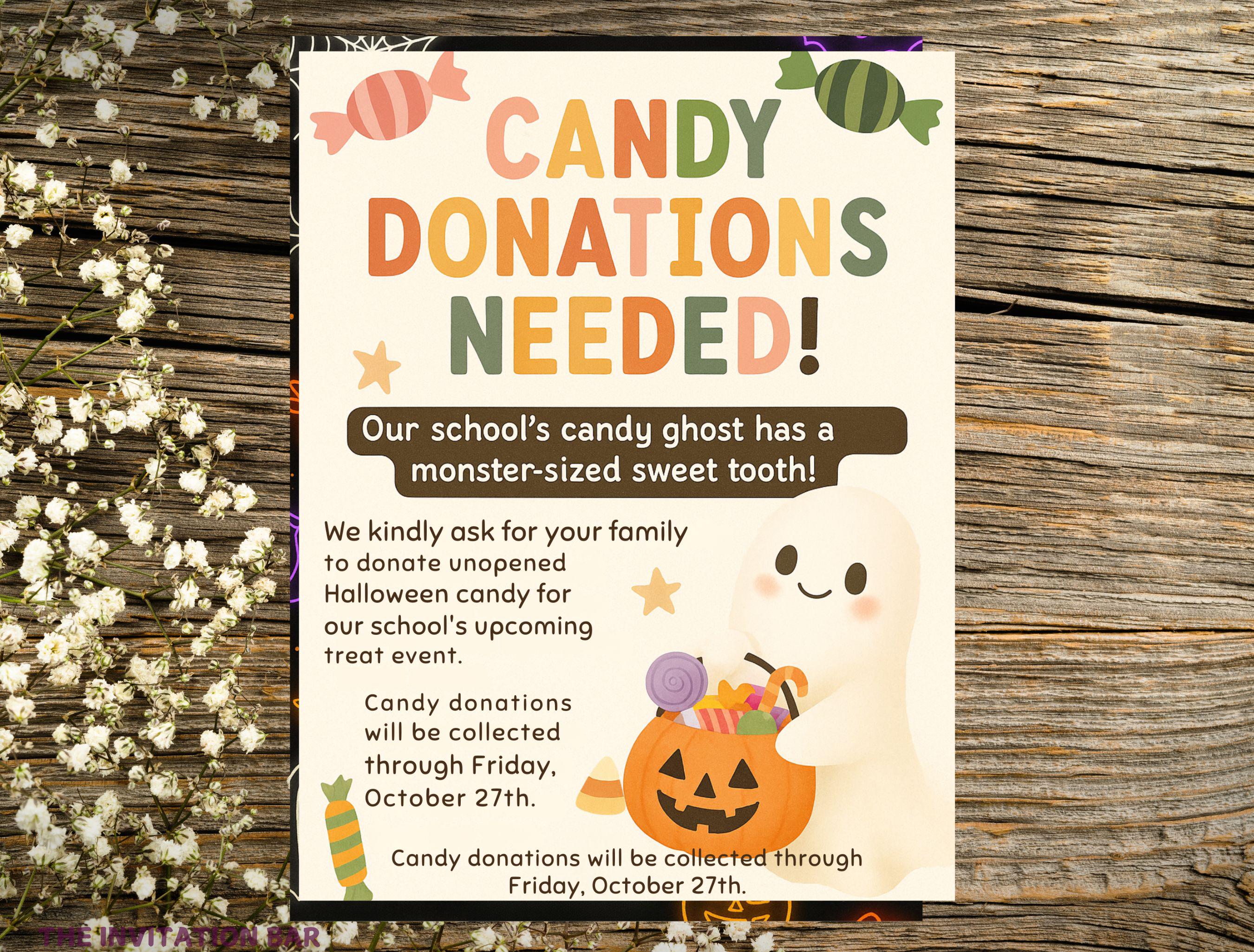 Editable Candy Donation Flyer Template for Trunk or Treat Halloween ...
