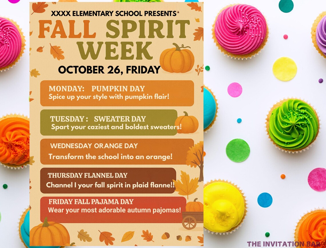 Editable Fall School Spirit Week Flyer Template (digital Download) - Etsy