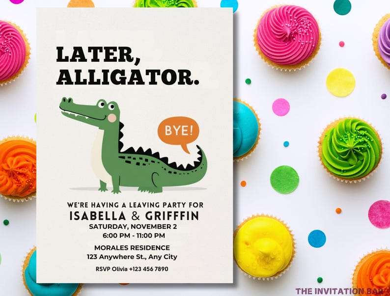 Editable Moving Party Invitation, Later Alligator, Digital Going Away ...
